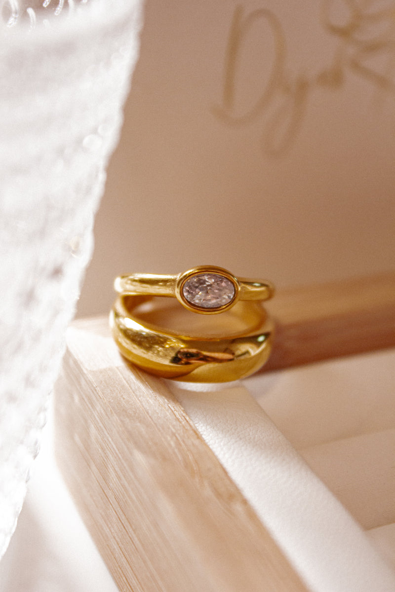 Zirconia Double Ring- Double Layer ring with zircon- Stainless Steel ...